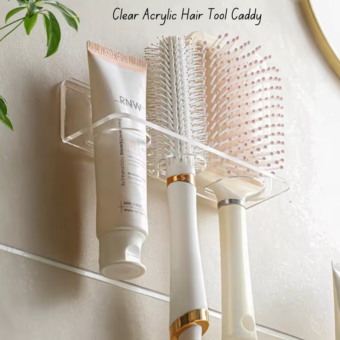 Clear Acrylic Hair Tool Caddy - Wall-Mounted Bathroom Organiser |HomeH ...